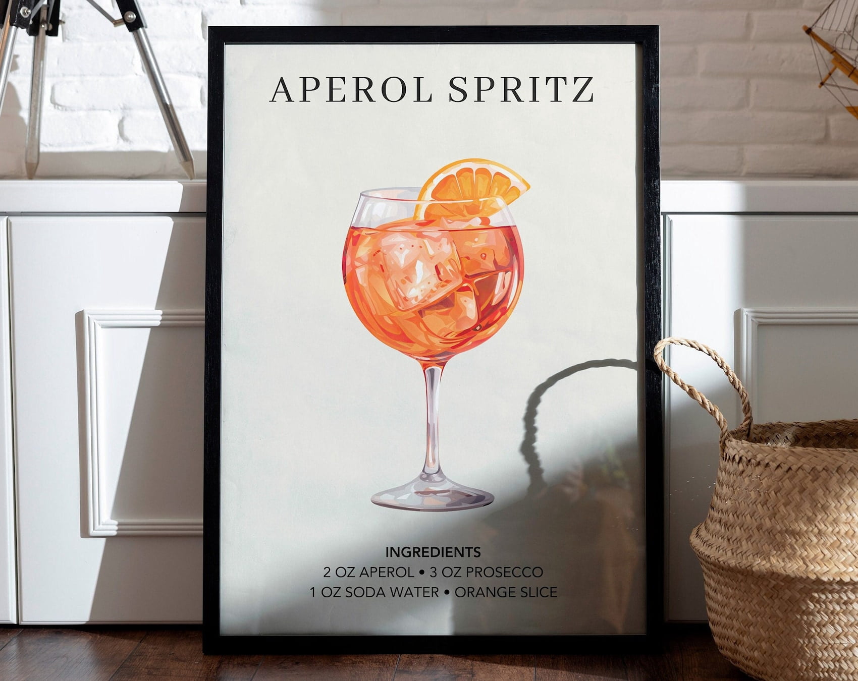 Aperol Spritz Art Print | Bar Cart Decor | Cocktail Poster | Signature ...