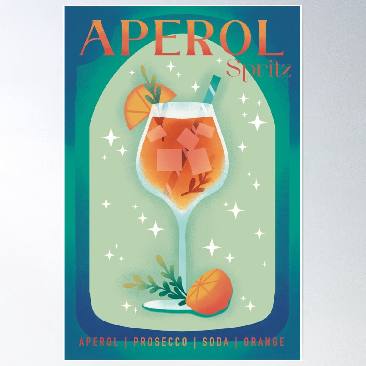 Aperol Spritz Art Print Poster Wall Art, Modern Wall Decor For Living ...