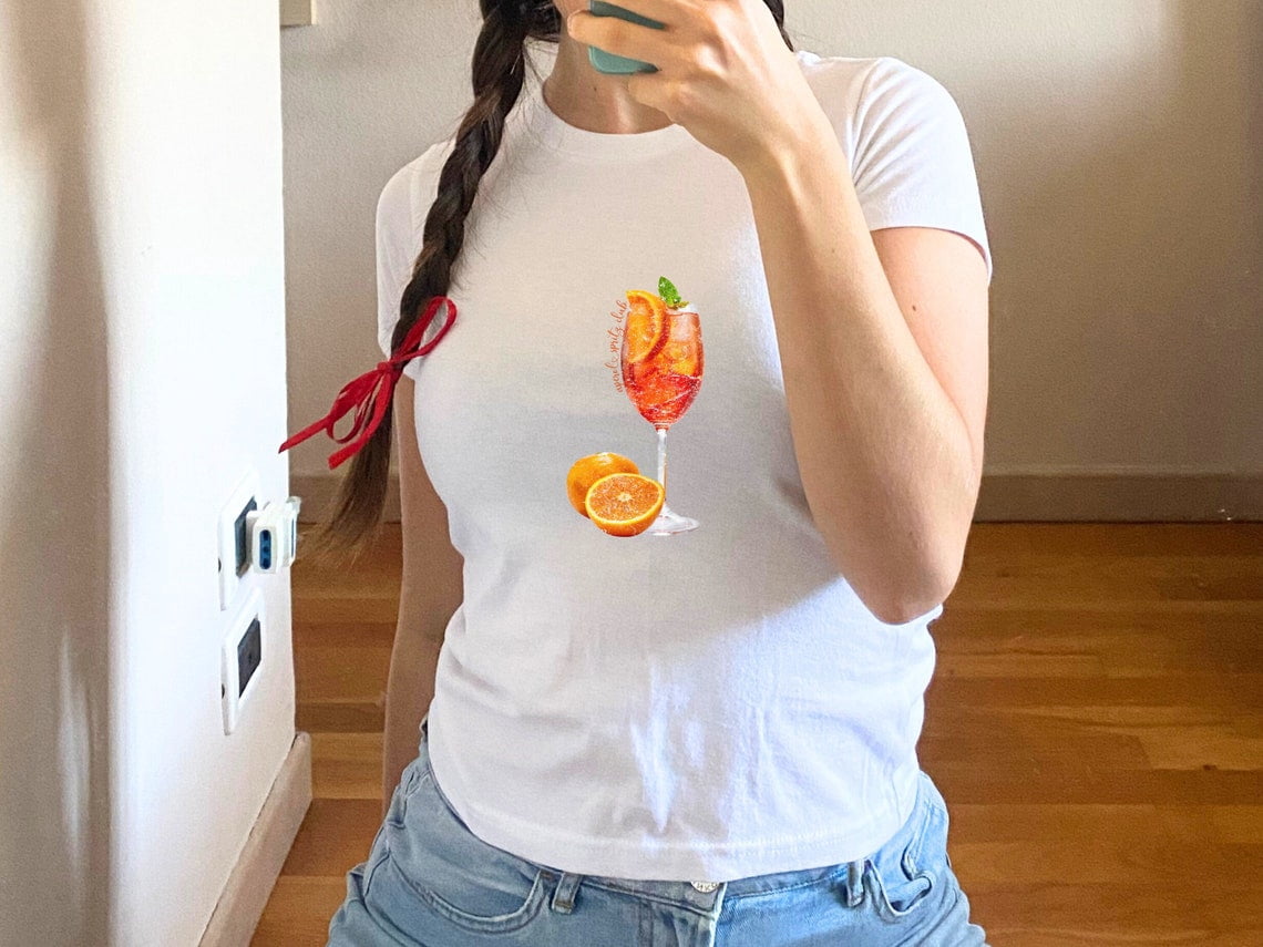Aperol Spritz Baby Tee Y2K| Cocktail Baby T-Shirt| Baby Tee Shirt ...