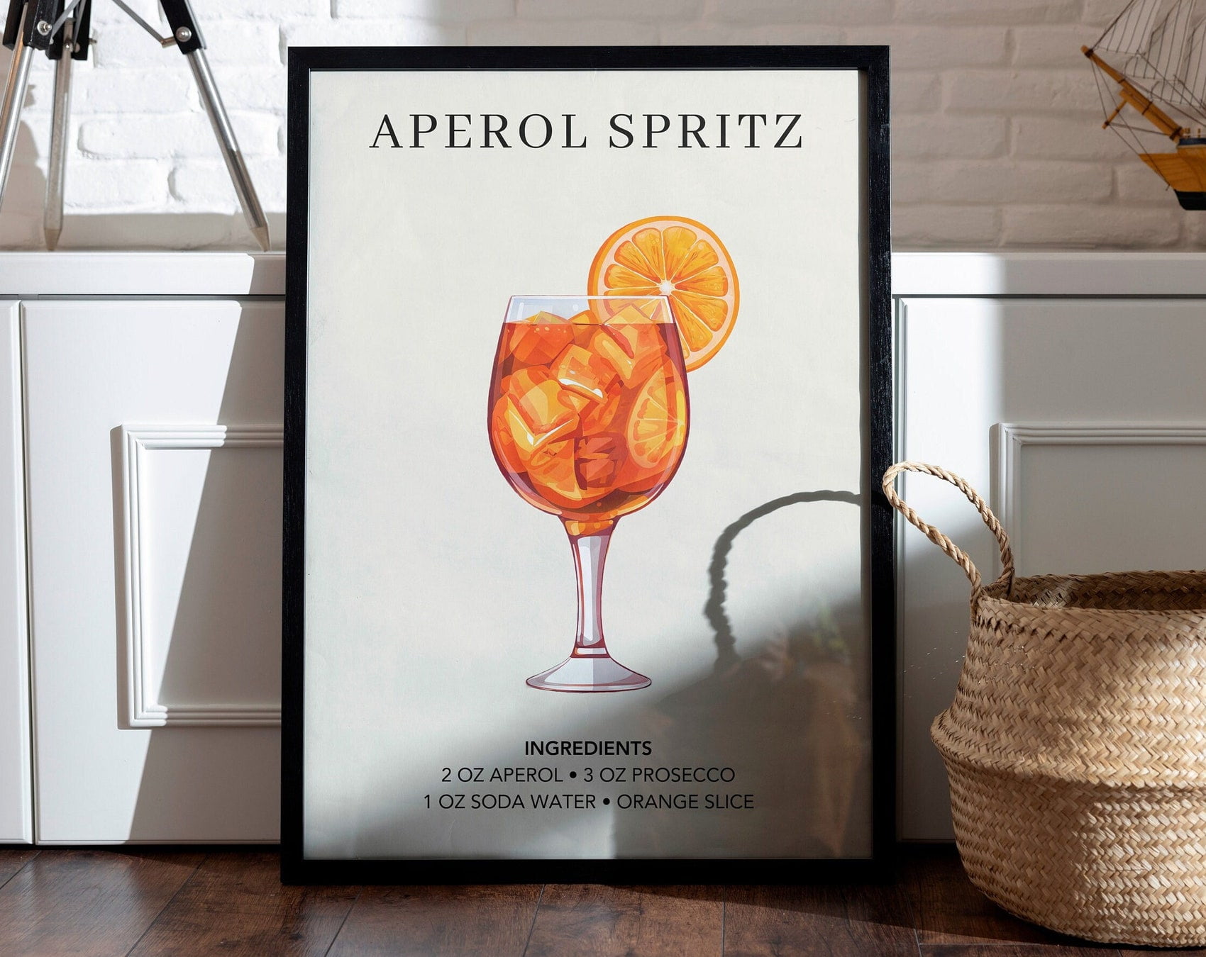 Aperol Spritz Bar Cart Art Print | Cocktail Art Decor Poster ...