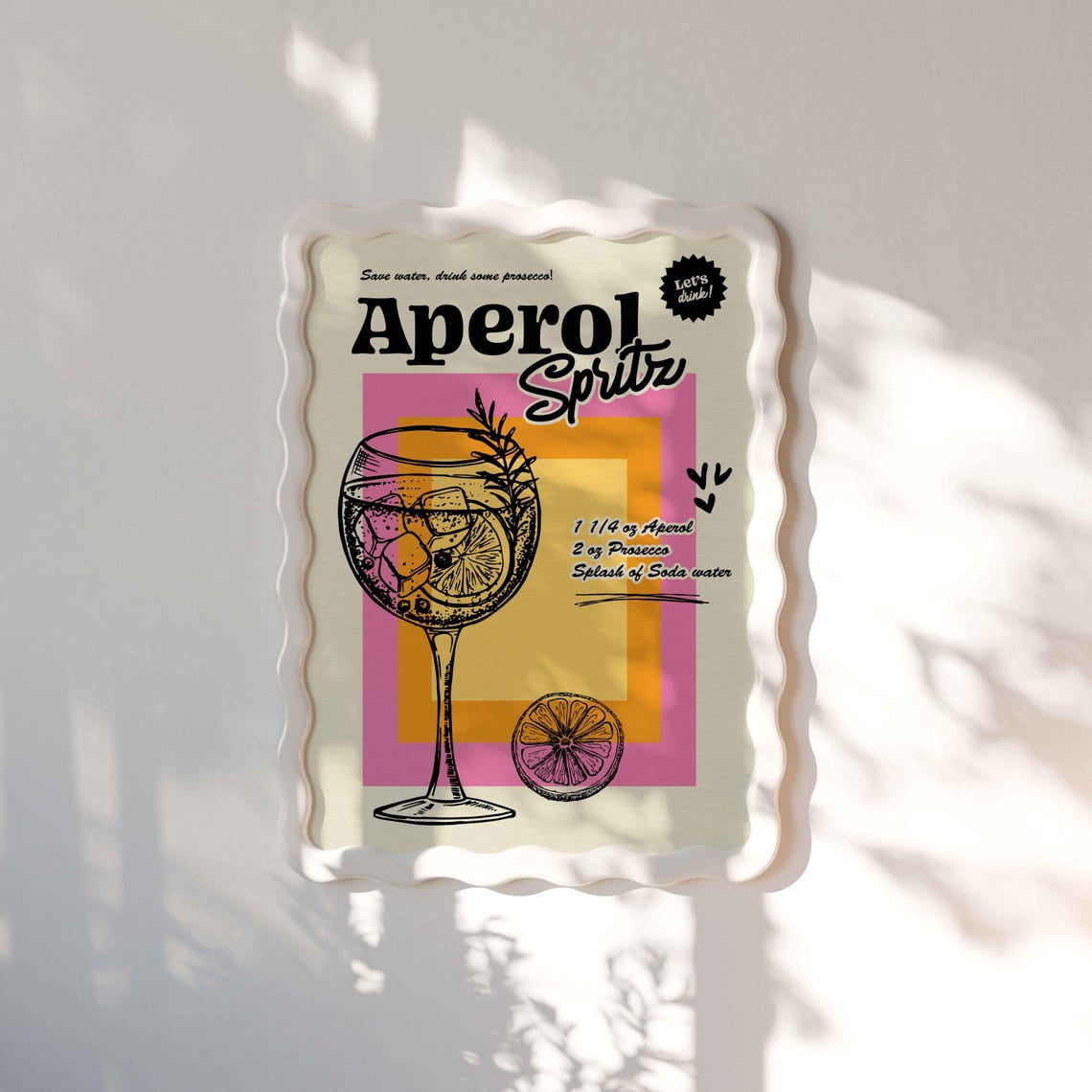 Aperol Spritz Cocktail Art Minimalist Bar Cart Decor, Stretched Canvas ...
