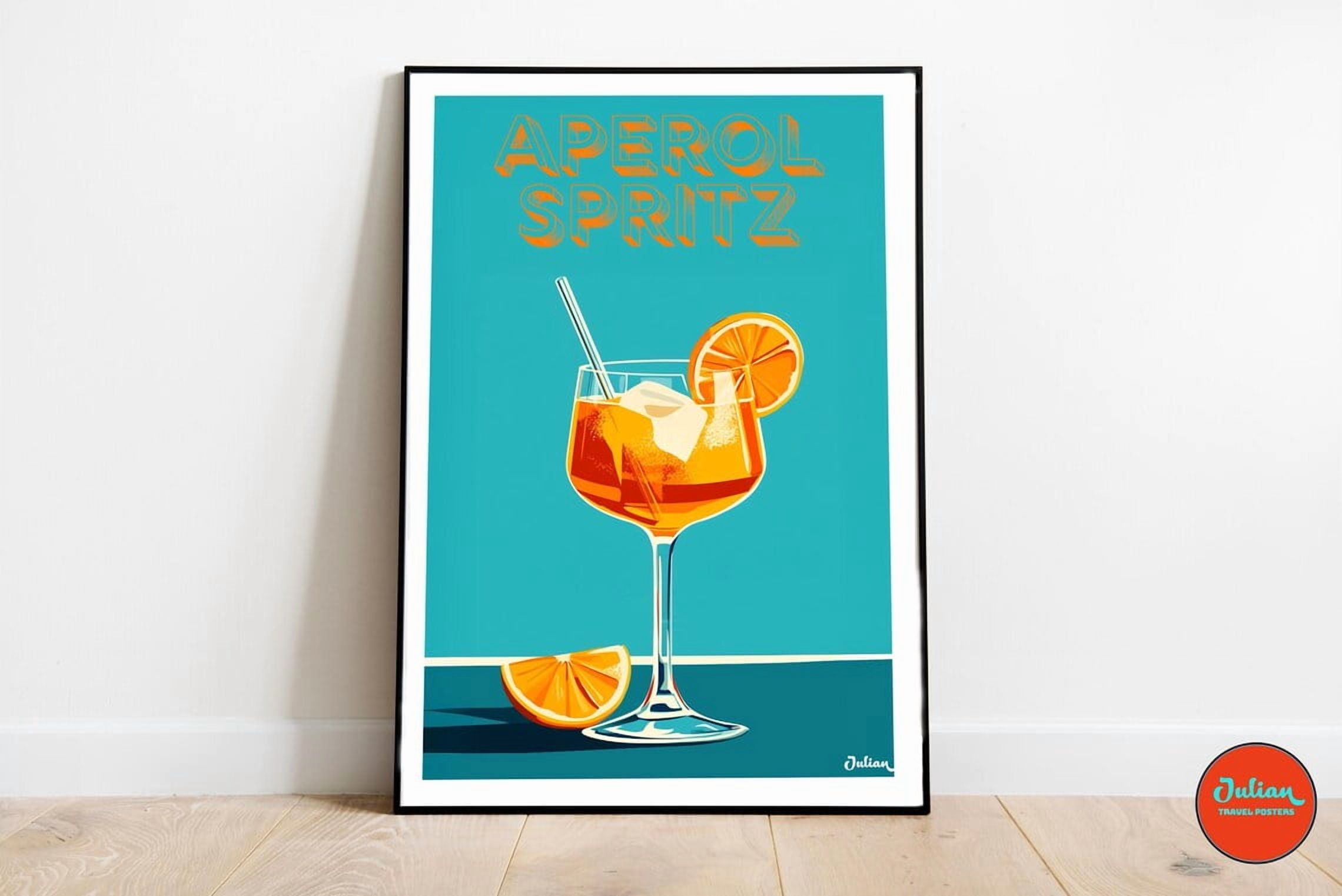 Aperol Spritz Cocktail Art Print, Vibrant Home Bar Decor 1186 UNFRAMED ...