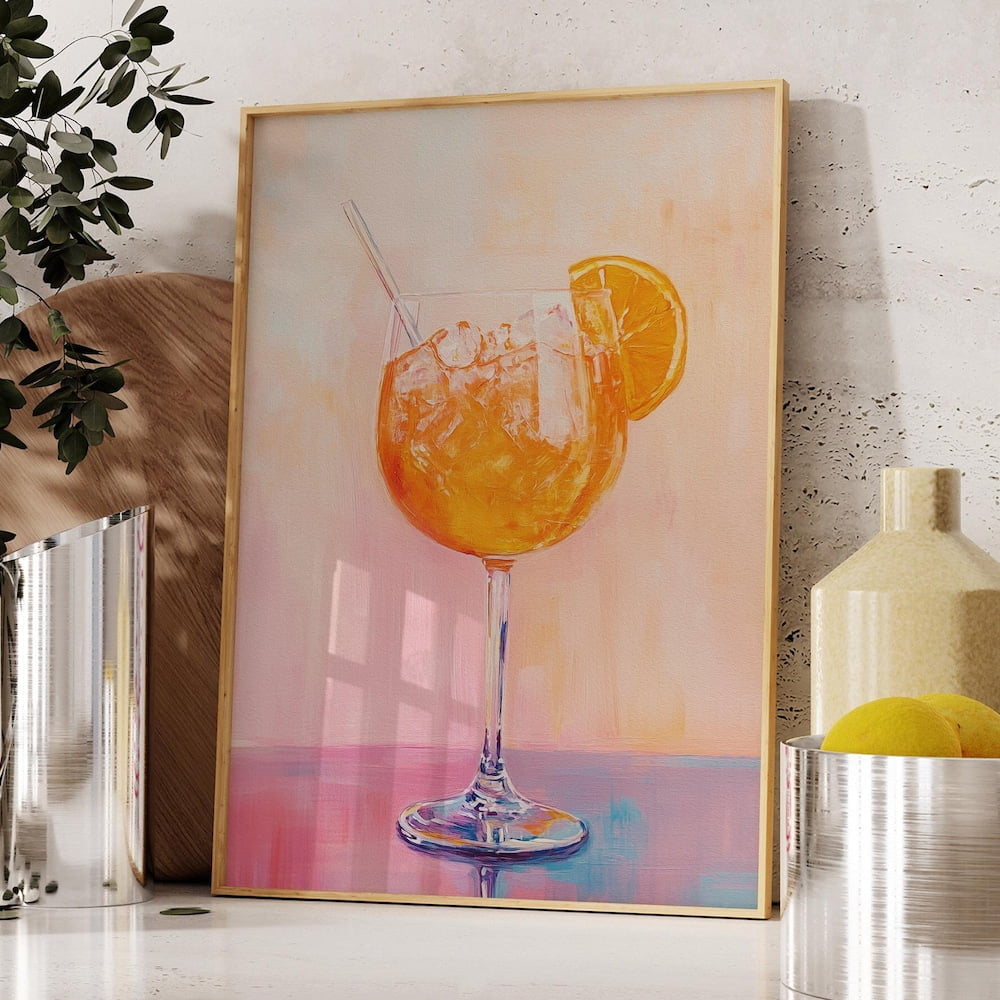 Aperol Spritz Cocktail Painting Print, Bar Cart Decor, Retro Cocktail ...