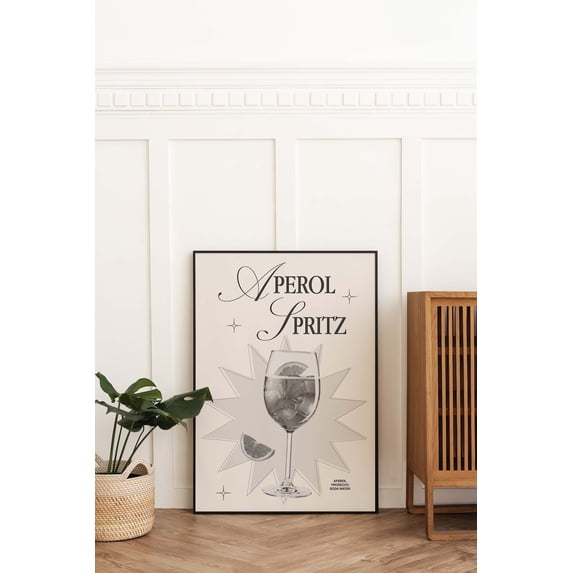 Aperol Spritz Cocktail Poster Trendy Black And White Retro Bar Cart ...