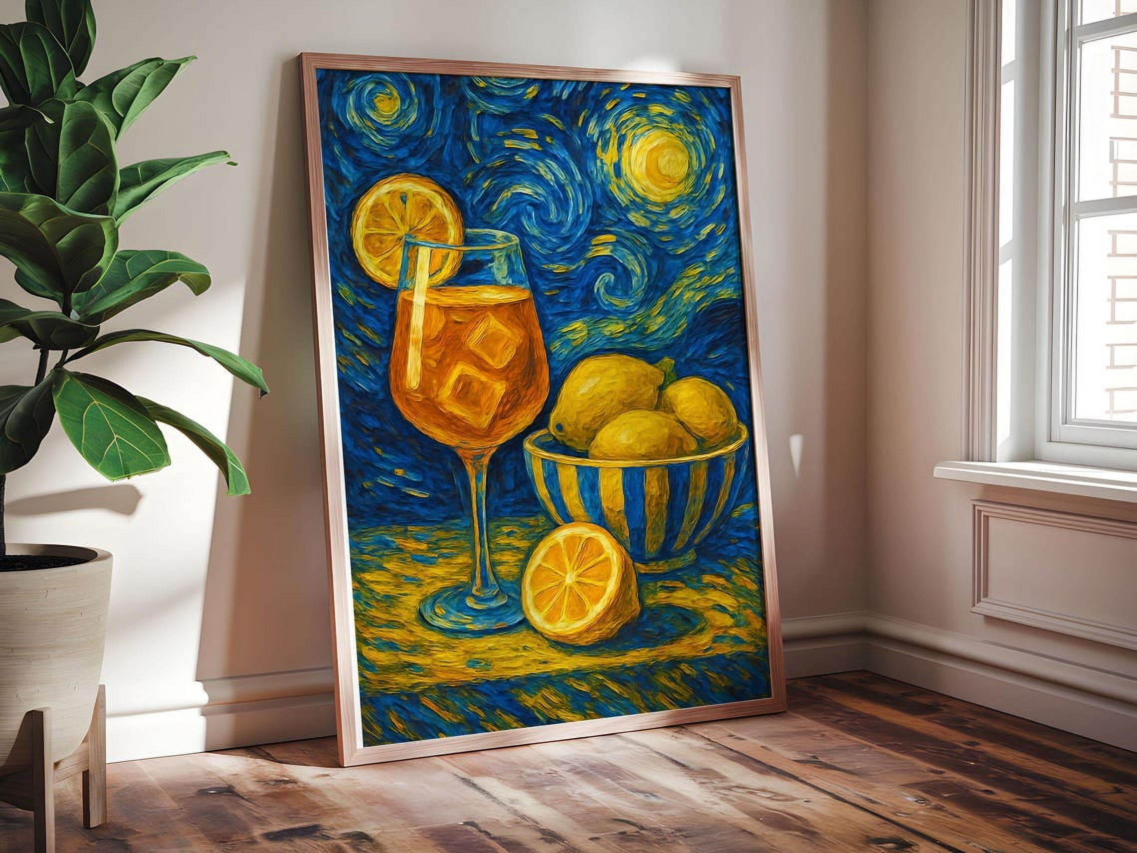 Aperol Spritz Cocktail Poster - Van Gogh Style Mounted Frame Art ...