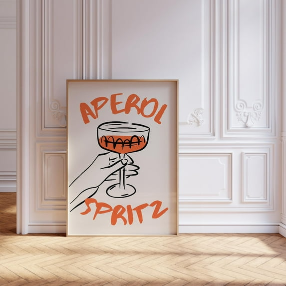 Aperol Spritz Cocktail Print, Cocktail Print, Bar Cart Wall Art Print ...