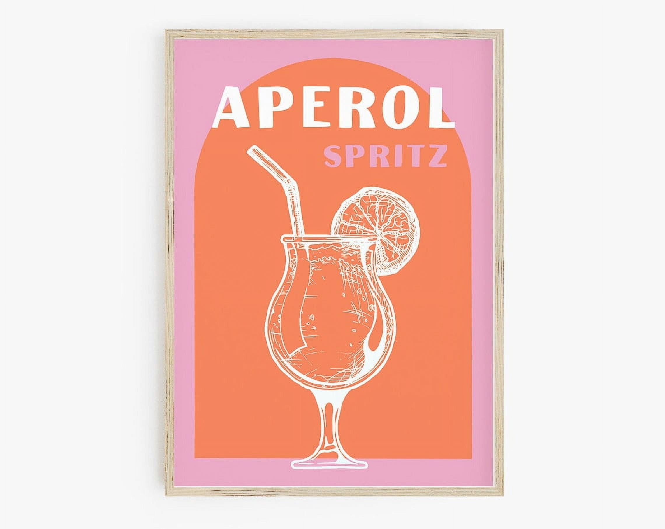 Aperol Spritz Cocktail Print, Pink Orange Retro Cocktail Poster, Preppy ...