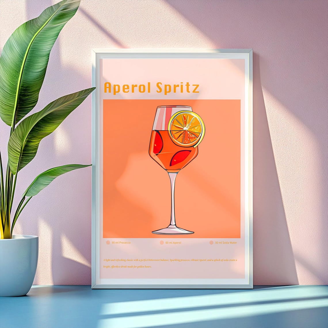 Aperol Spritz Cocktail Recipe Poster, Unframed Paper Poster 16x20in ...