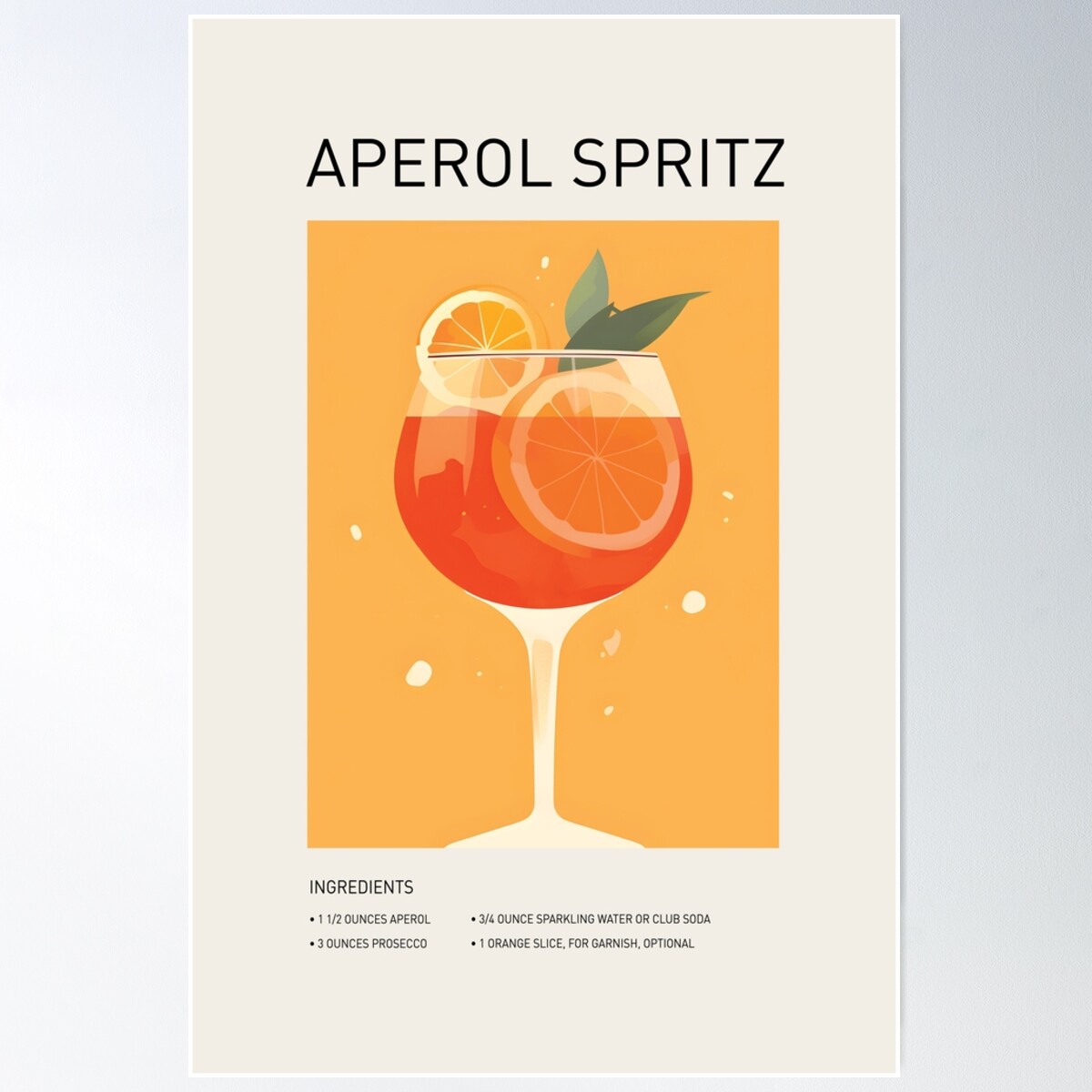 Aperol Spritz Cocktail Wall Art Poster Wall Art, Modern Wall Decor For ...
