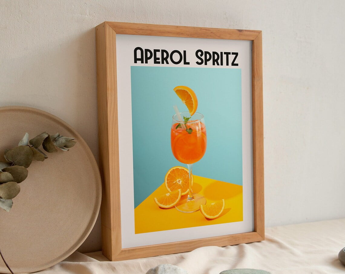 Aperol Spritz Fine Art Print, Cocktail Poster, Kitchen Wall Art For Him ...