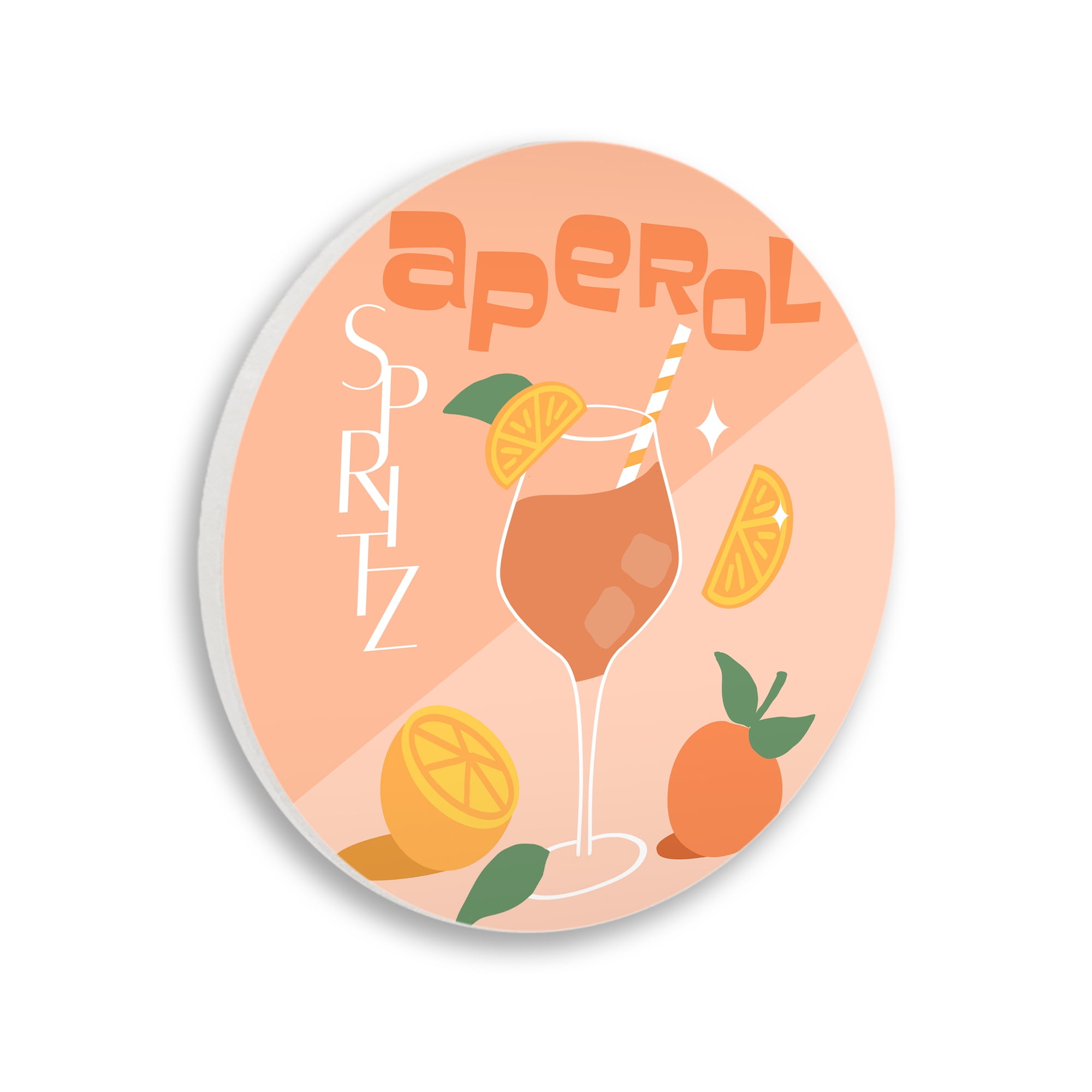 Aperol Spritz Funky Cocktail Circular Wall Plaque, design by Anna Quach ...
