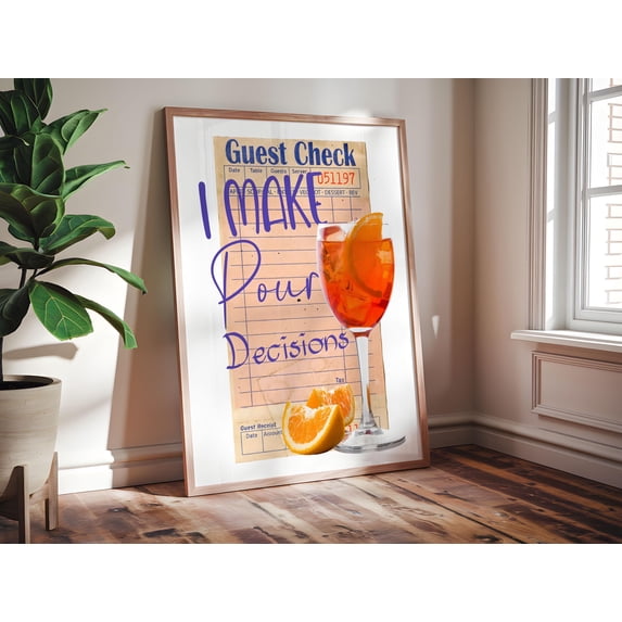 Aperol Spritz Guest Check Poster - Wall Art - Unique Home Bar Decor ...