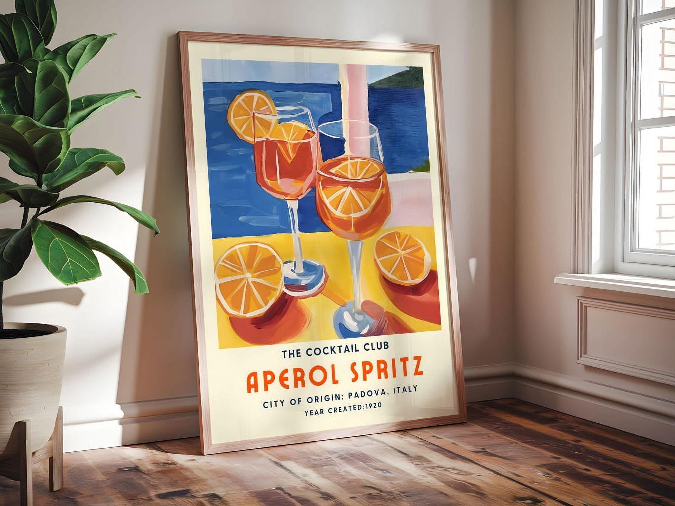 Aperol Spritz Italian Cocktail Wall Art, Stretched Canvas Size 16x24 ...