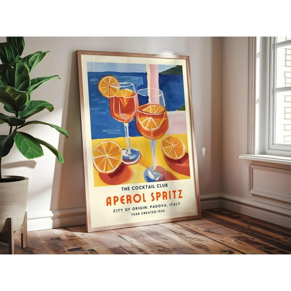Aperol Spritz Italian Cocktail Wall Art, Unframed Paper Print Size ...