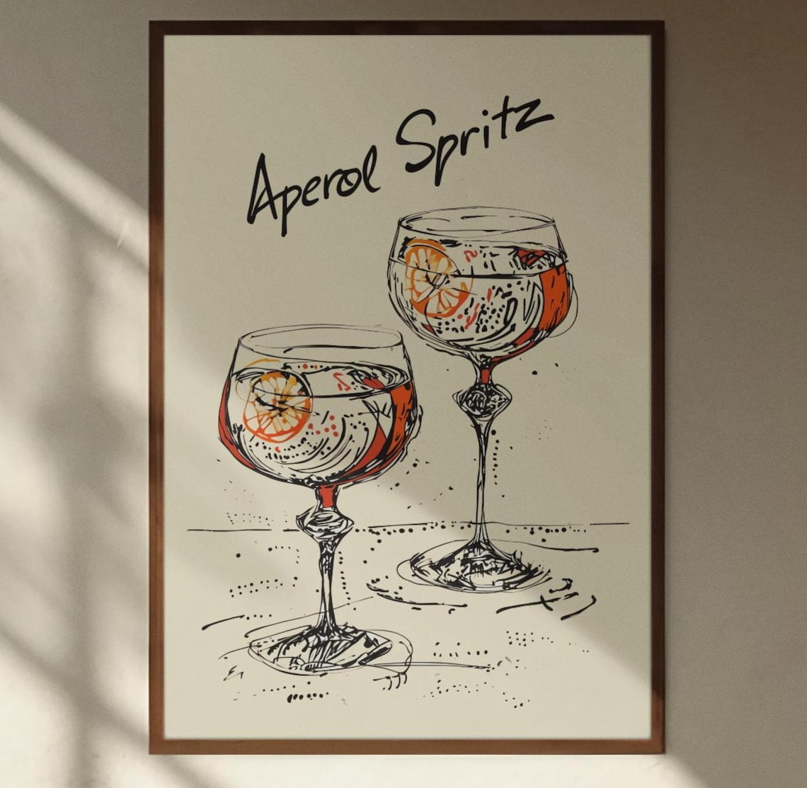 Aperol Spritz Line Art Drawing, Cocktail Art Poster, Minimalist Wall ...