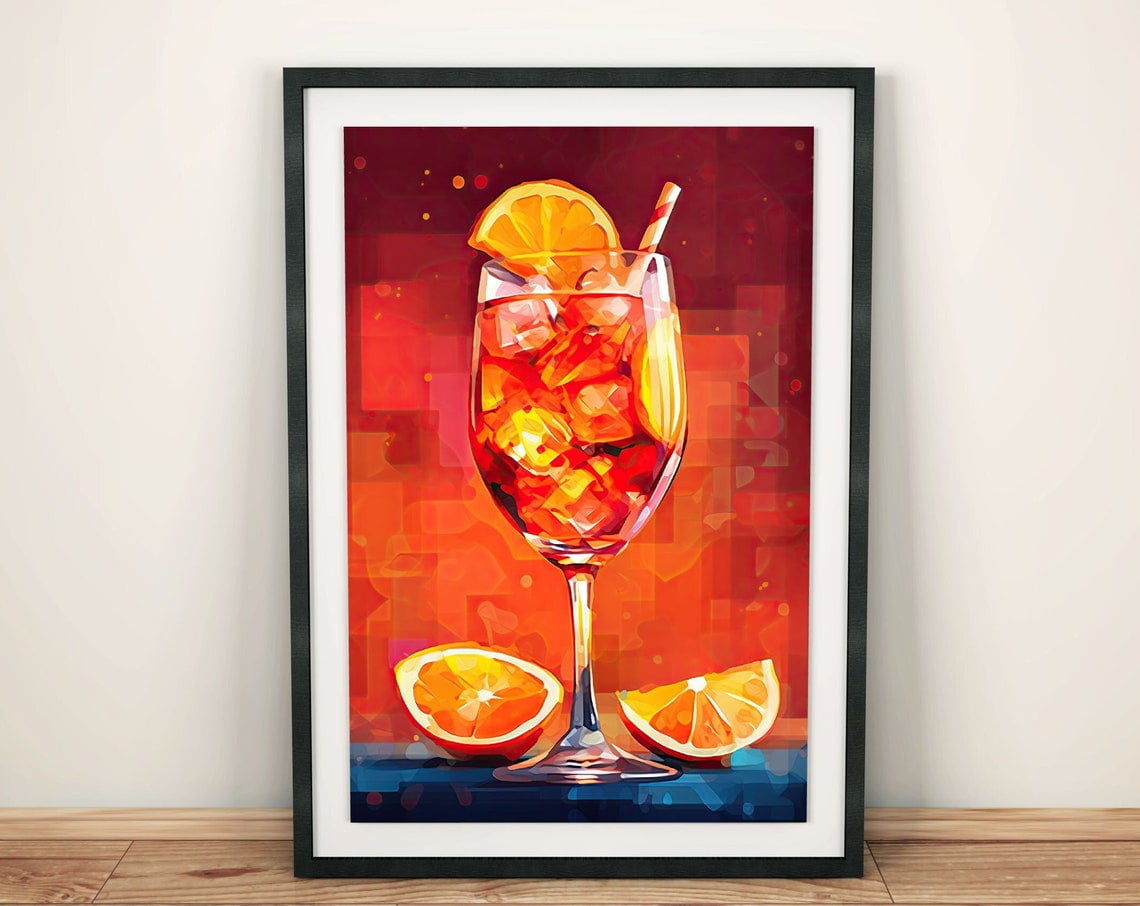 Aperol Spritz Poster Abstract Cocktail Wall Art Bright Decorative Wall ...