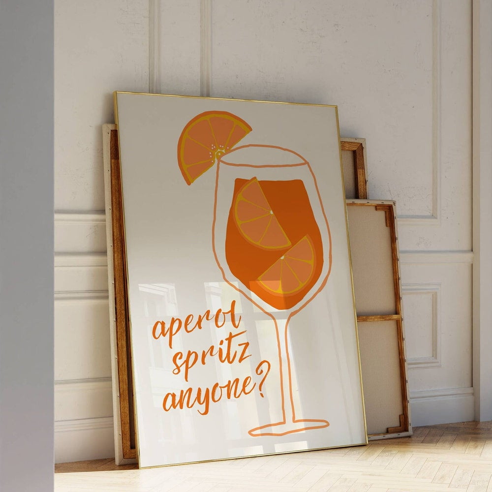 Aperol Spritz Poster, Bar Cart Wall Art Prints, Hand Drawn Illustration ...