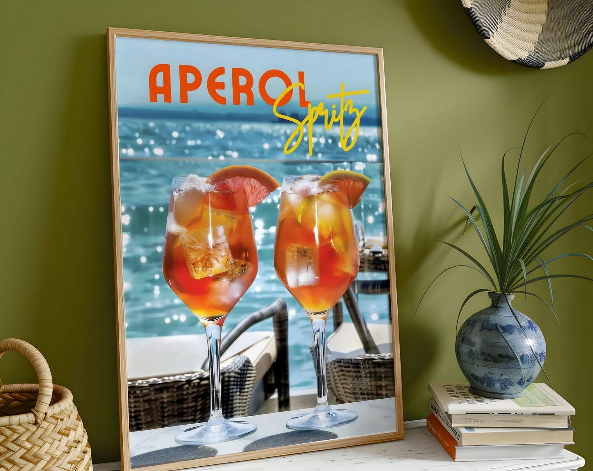 Aperol Spritz Poster - Italian Drink Art In Wooden Frame - Perfect Bar ...