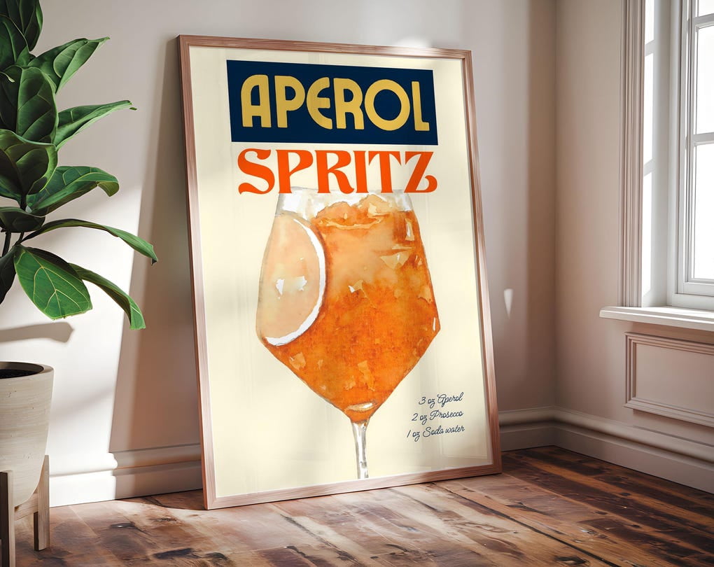 Aperol Spritz Poster - Italian Drink Art - Perfect For Home Bar Decor ...