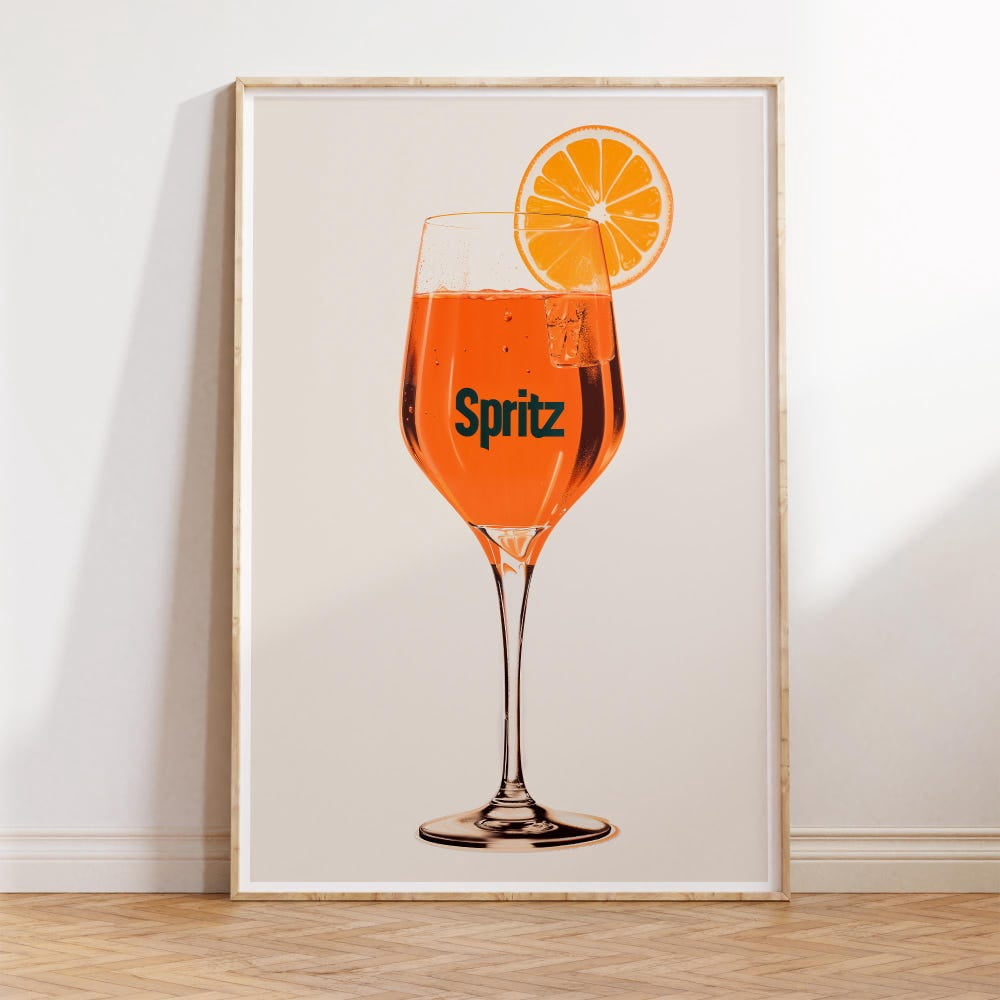 Aperol Spritz Poster, Retro Bar Wall Art For Italian, Vintage Style ...