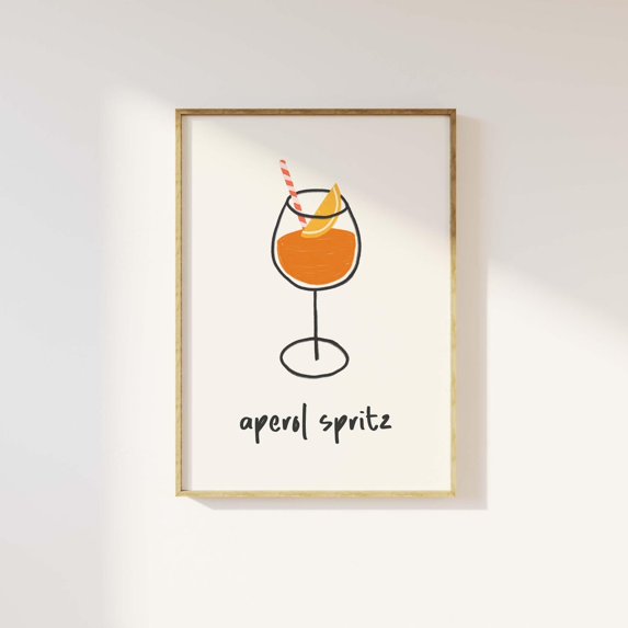 Aperol Spritz Poster Trendy Cocktail Wall Art Kitchen Bar Cart Decor ...