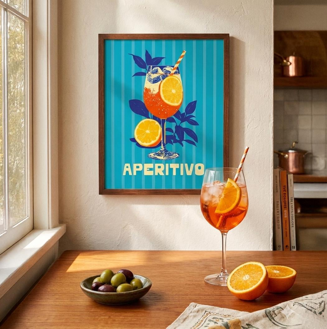 Aperol Spritz Print, Aperitivo Vintage Italian Poster, Cocktail Wall ...