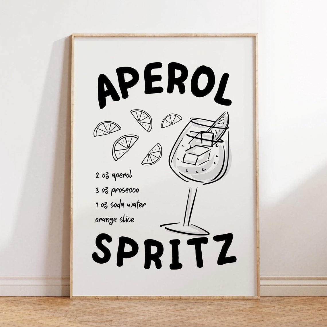Aperol Spritz Print Bar Cart Art Cute Cocktail Wall Art Trendy Bar Cart ...