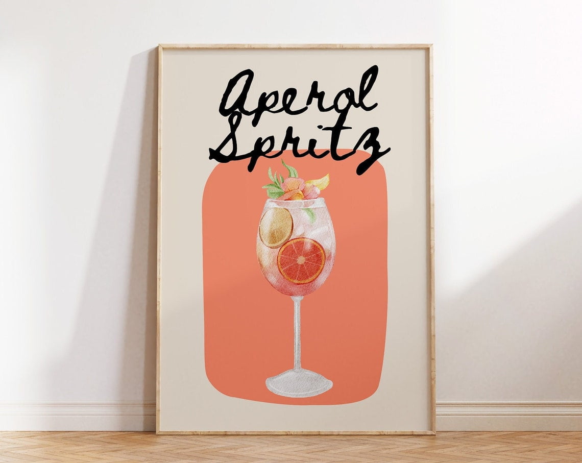 Aperol Spritz Print Bar Cart Cocktail Poster Aperol Spritz Art Cute ...