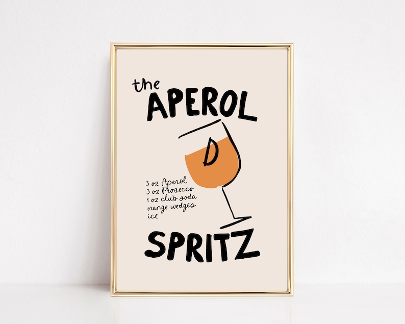Aperol Spritz Print | Bar Cart Decor | Aperol Spritz Poster | Dining ...