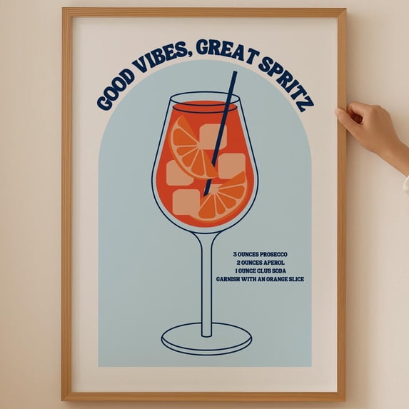 Aperol Spritz Print- Cocktail Alcohol Wall Art for kitchen room decor ...