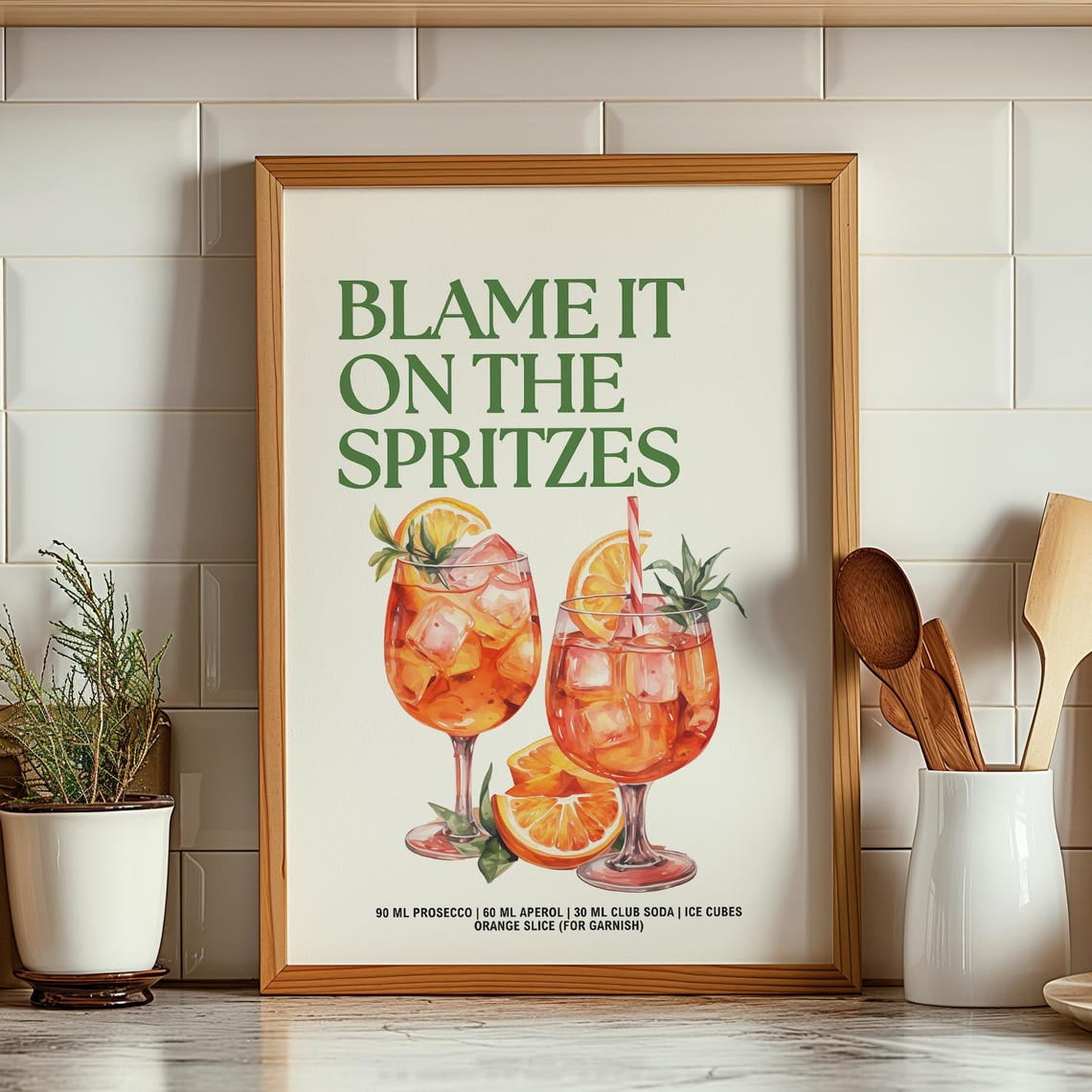 Aperol Spritz Print, Cocktail Wall Decor, Bartender, Italian Drink ...