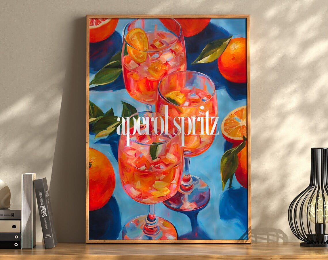 Aperol Spritz Print Kitchen Wall Decor Bar Cart Art Kitchen Wall Art ...