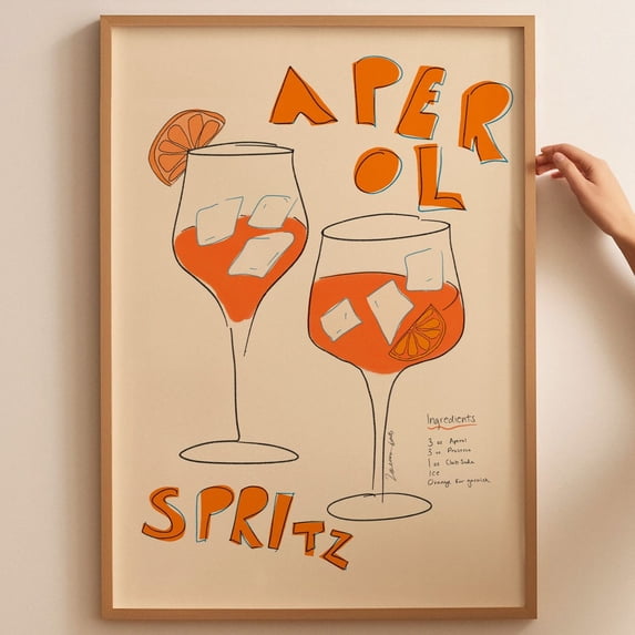 Aperol Spritz Print Retro Drink Poster Bar CArt Cocktail Poster Kitchen ...
