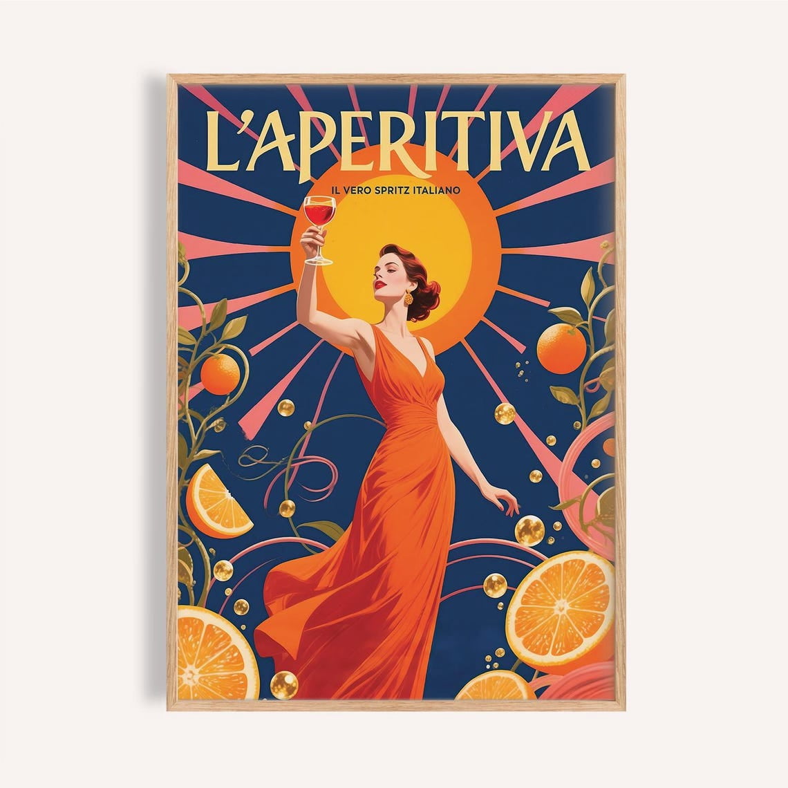 Aperol Spritz Print: Retro Italian Cocktail Poster, Kitchen Bar Art ...