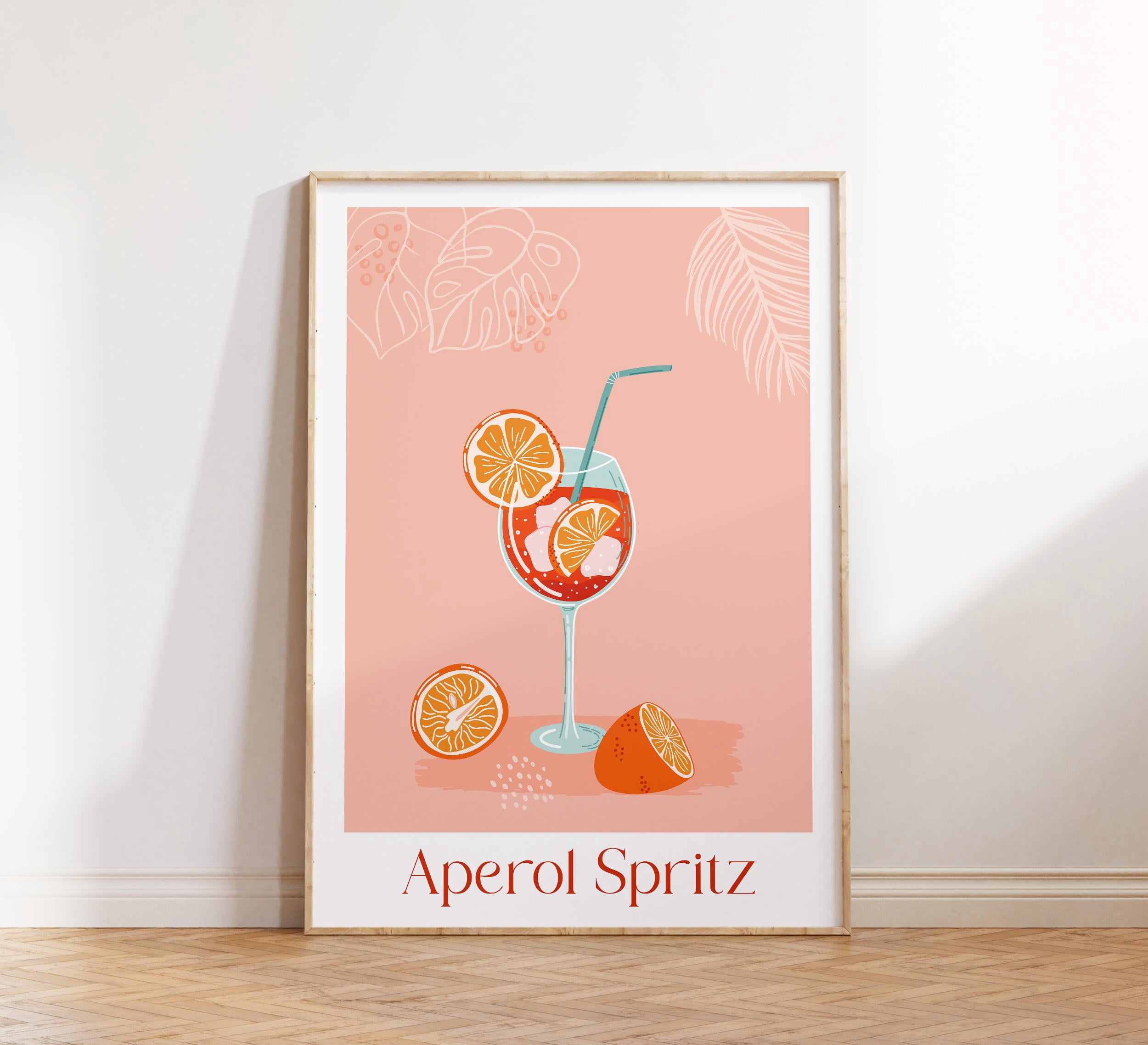 Aperol Spritz Print Trendy Retro Bar Cart Decor Dorm Room Print Fun ...