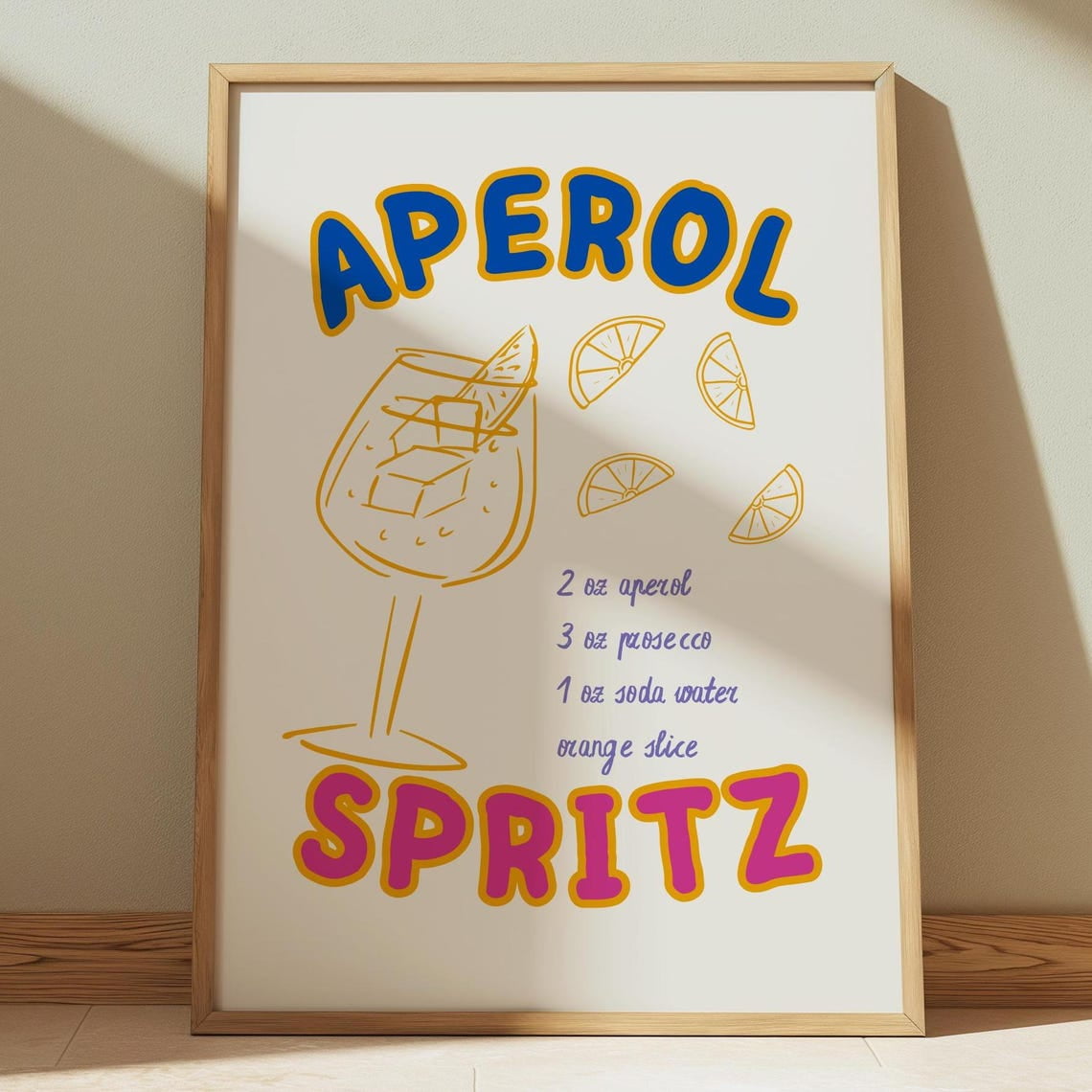 Aperol Spritz Print Vintage Bar Cart Decor Colourful Aperol Spritz ...