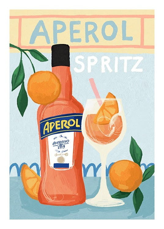 Aperol Spritz Print Wall Art, Modern Wall Decor For Living Room Bedroom ...
