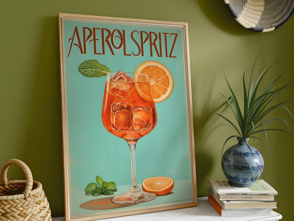 Aperol Spritz Retro Cocktail, Unframed Paper Print Size 12x18 - Walmart.com