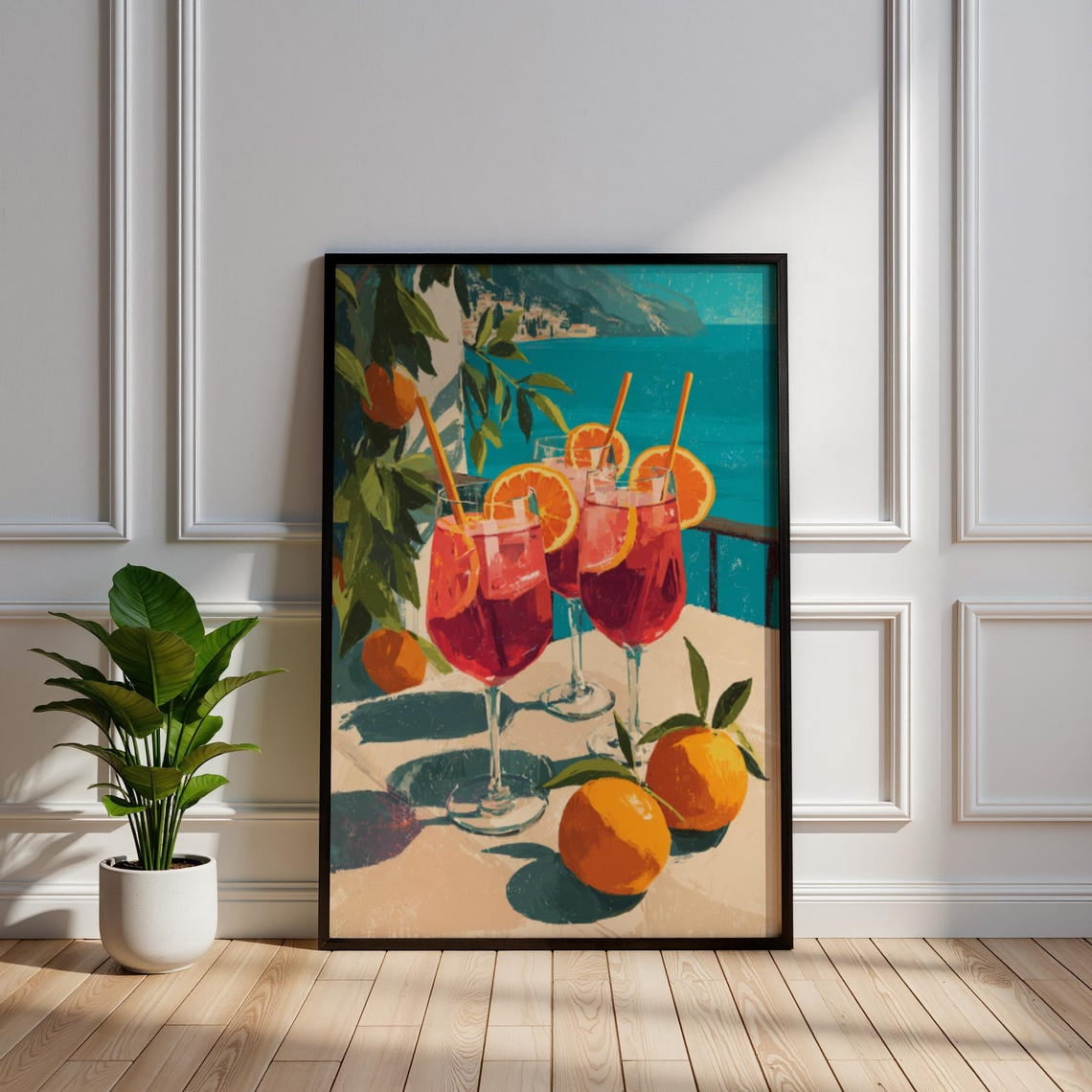 Aperol Spritz Wall Art Italian Coastal Cocktail Mediterranean Summer ...