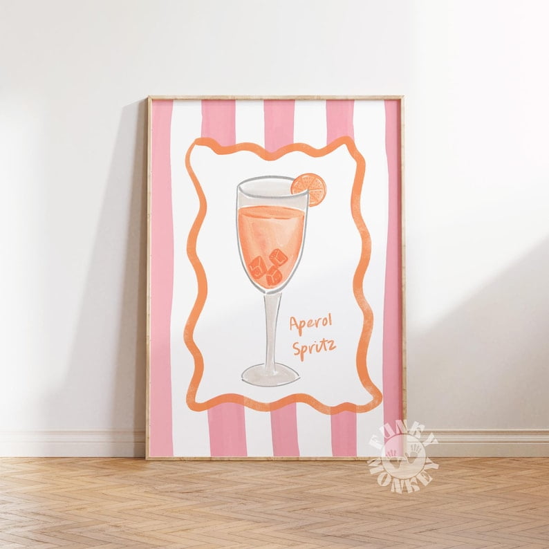Aperol Spritz Wall Art Trendy Retro Bar Cart Summer Fun Cocktail ...