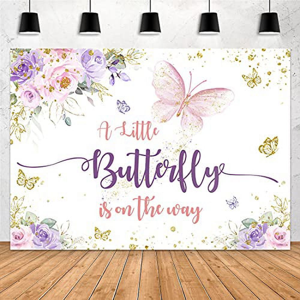 Aperturee 7x5ft Butterfly Baby Shower Backdrop A Little Butterfly is on ...