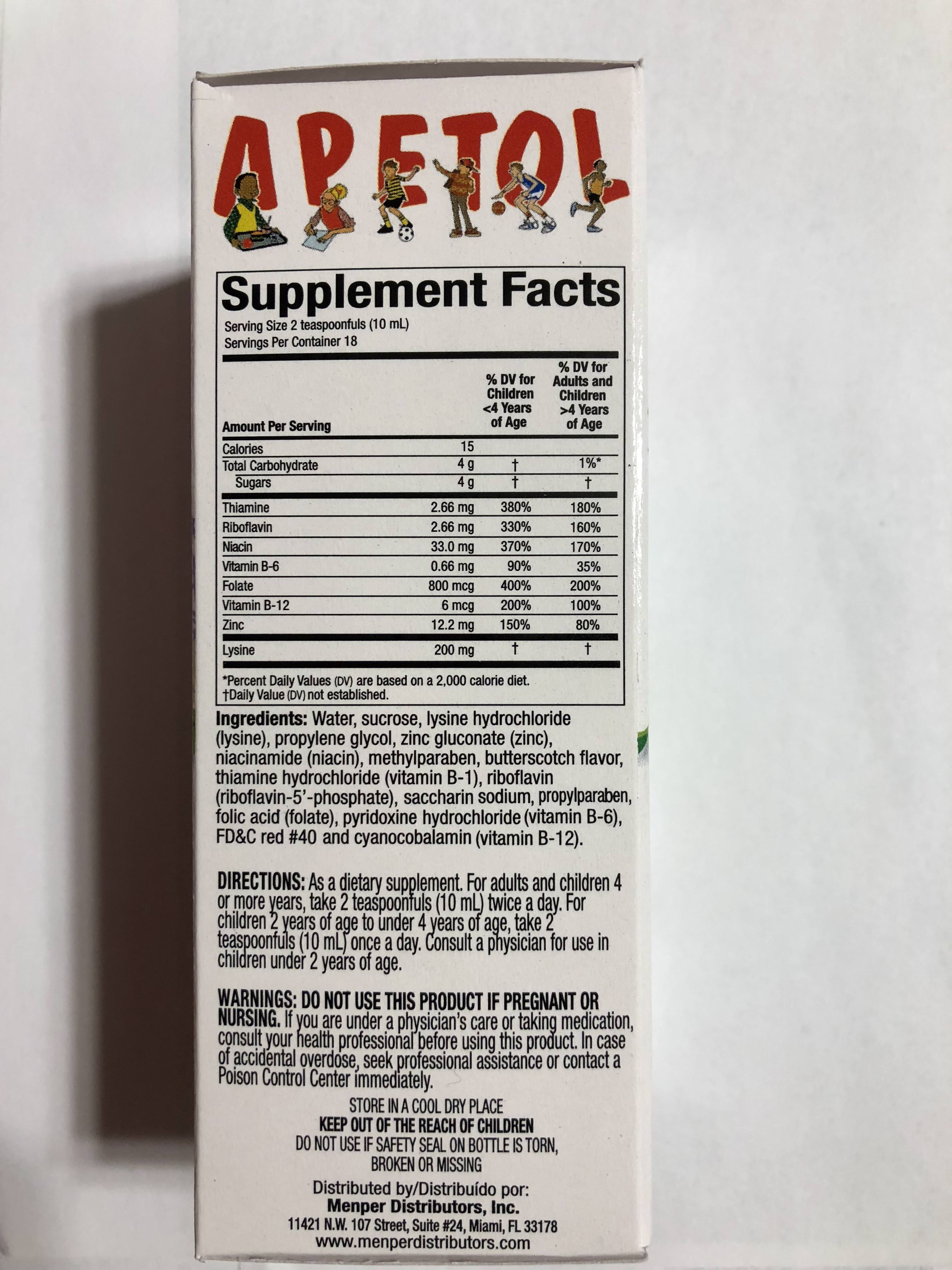 Apetol Vitamin Supplement Syrup, Appetite Enhancer for Children and ...