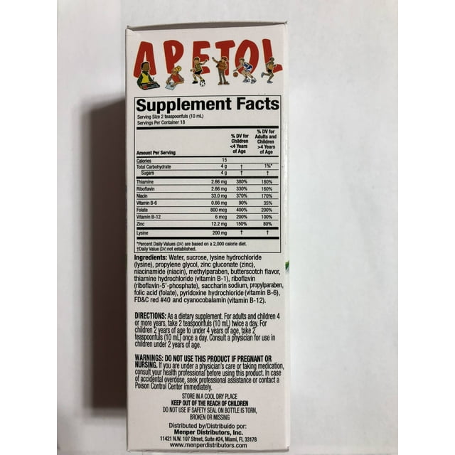 Apetol Vitamin Supplement Syrup, Appetite Enhancer for Children and ...