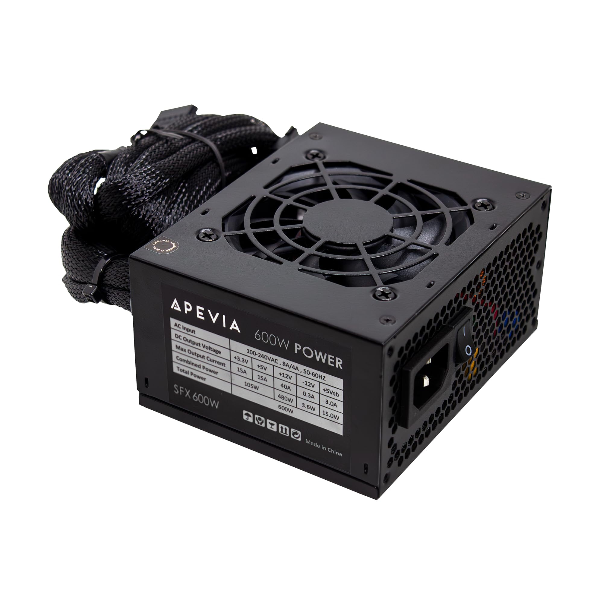 Apevia SFX-PFC600W SFX PFC KEF16 600W / Micro-ATX, Fixed Cables, Full ...