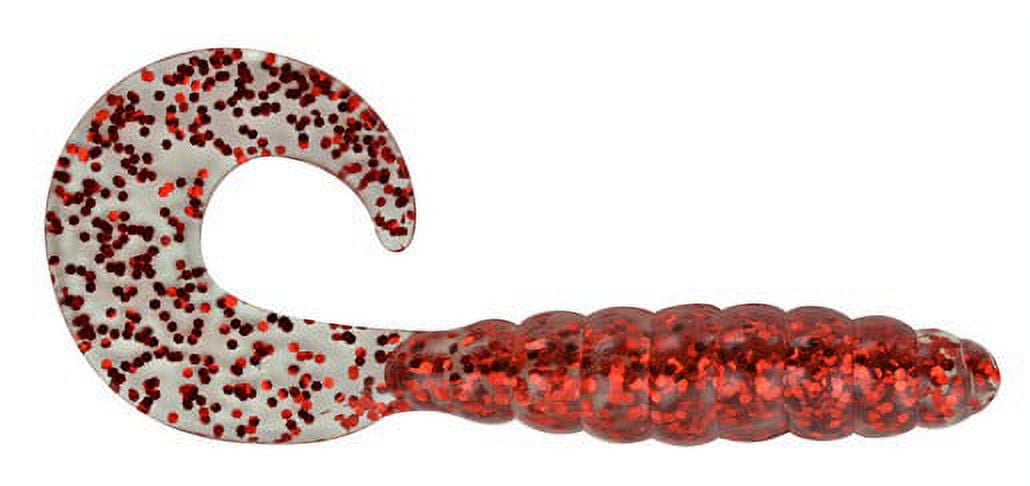 Apex AP-CT2-44 Clear/Red Flake 2" Curly Tail Grub Soft Plastic Lure (10 ...
