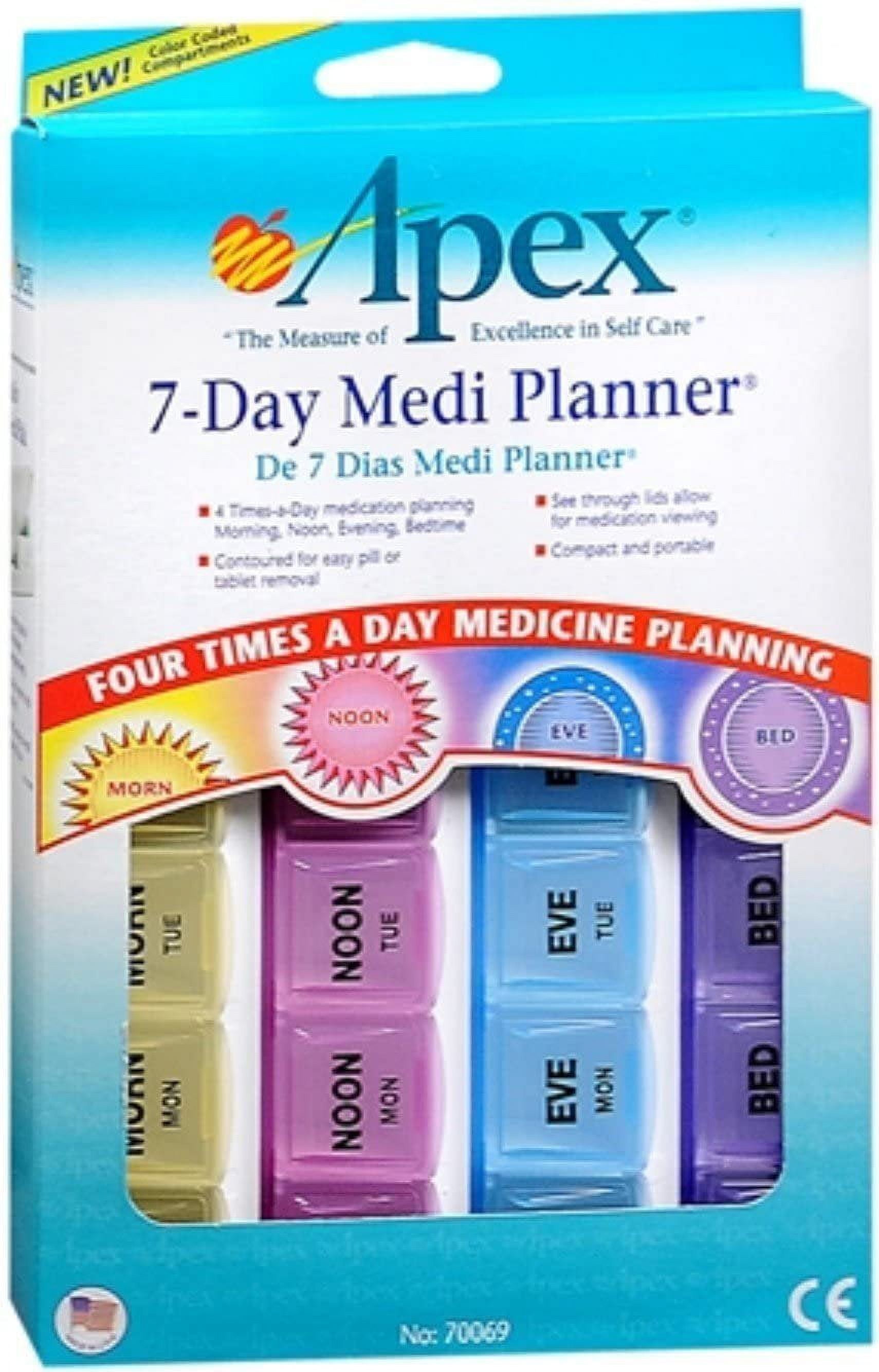 Apex 7-Day Mediplanner, Daily Pill Organizer, 4 Times A Day, Easy-Open ...