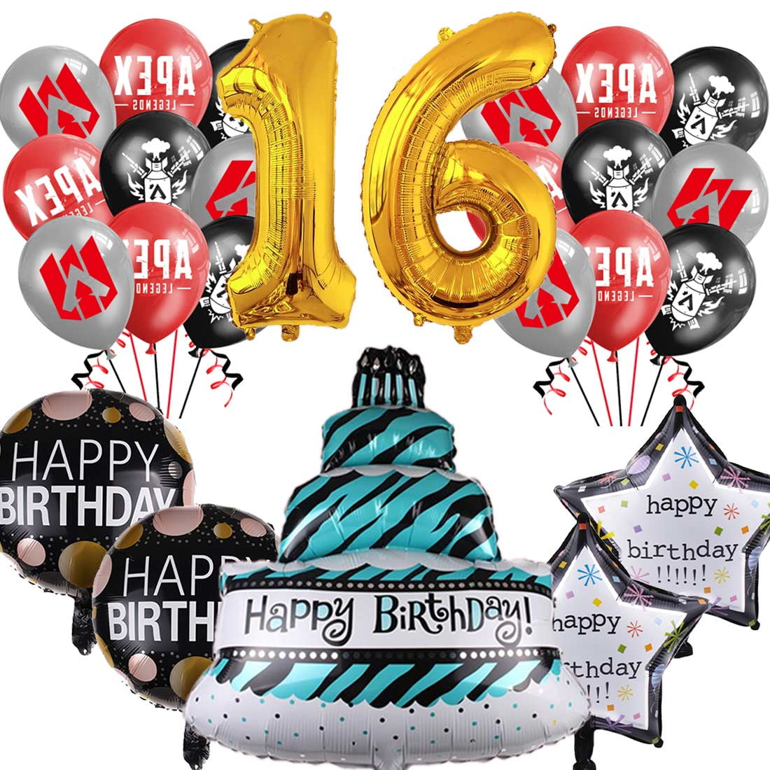 Apex Balloons Party Supplies 16th Big Number Decorations Decor Kit Birthday - Walmart.com