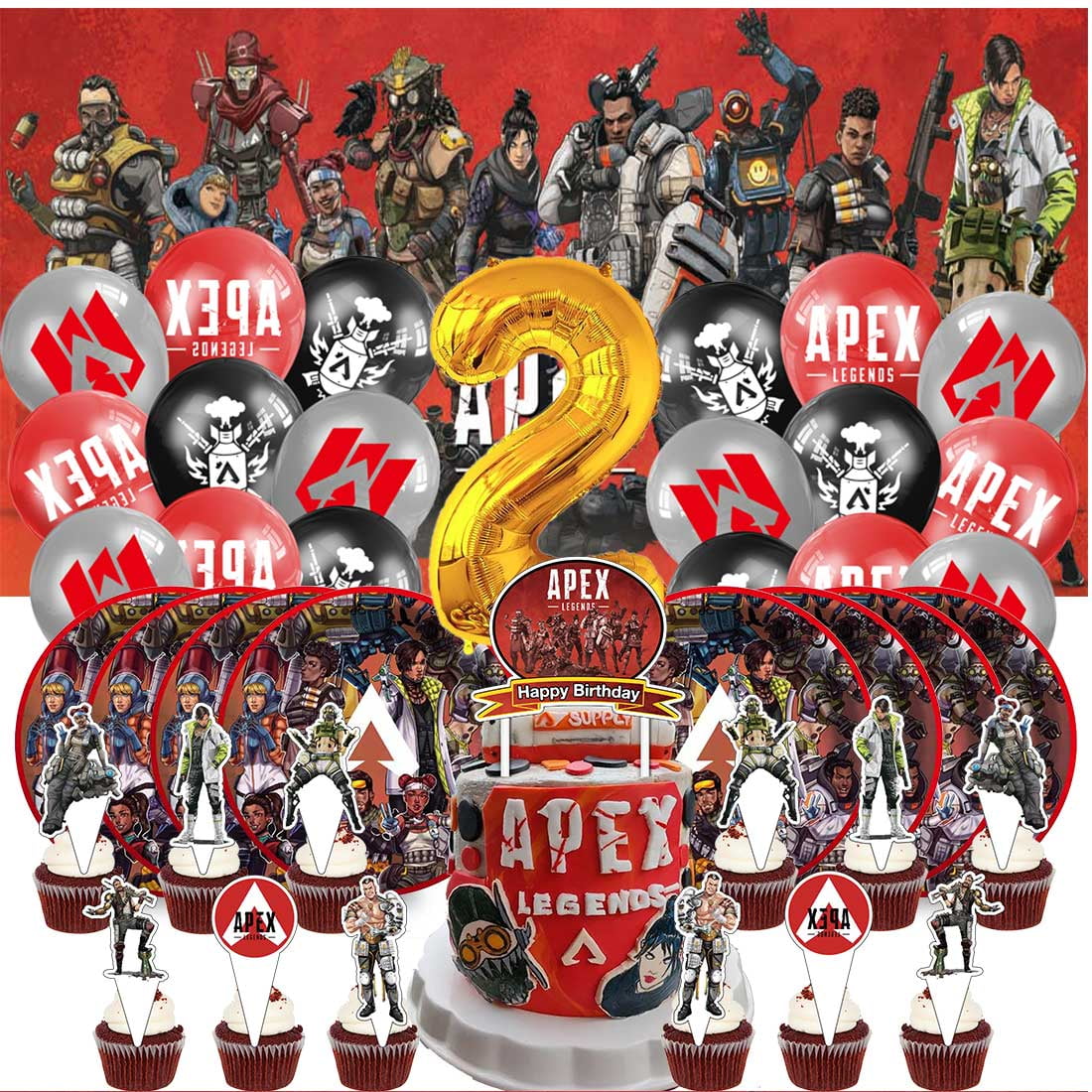 Apex Balloons Party Supplies 2nd Decor Tableware Birthday Cake Topper Decorations Banner ...