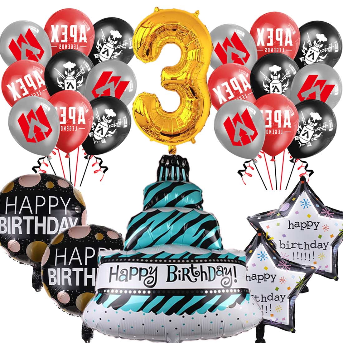 Apex Balloons Party Supplies 3rd Big Number Decorations Decor Kit ...