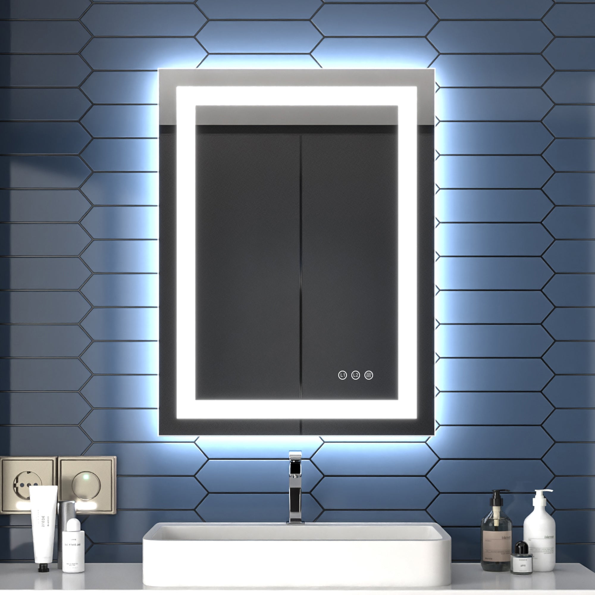 Apex 24" W x 32" H LED Bathroom Light Mirror,Anti Fog,Dimmable,Three ...